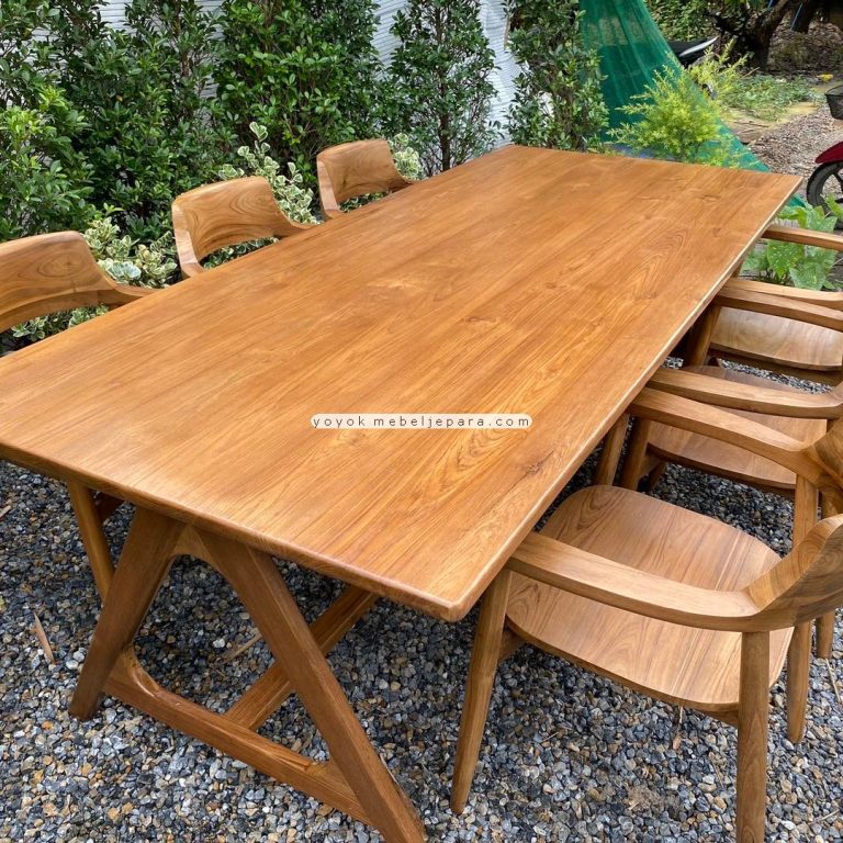Kursi Meja Makan Minimalis Kayu Jati Natural